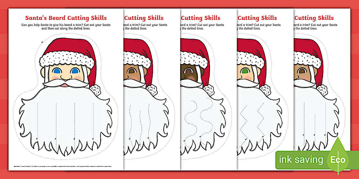Santa's Beard Cutting Skills Activity | Twinkl - Twinkl