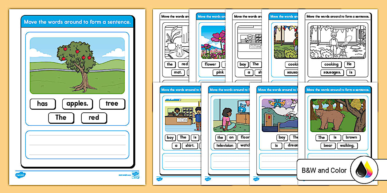 Sentence Scramble Worksheet for ELL (teacher made) - Twinkl