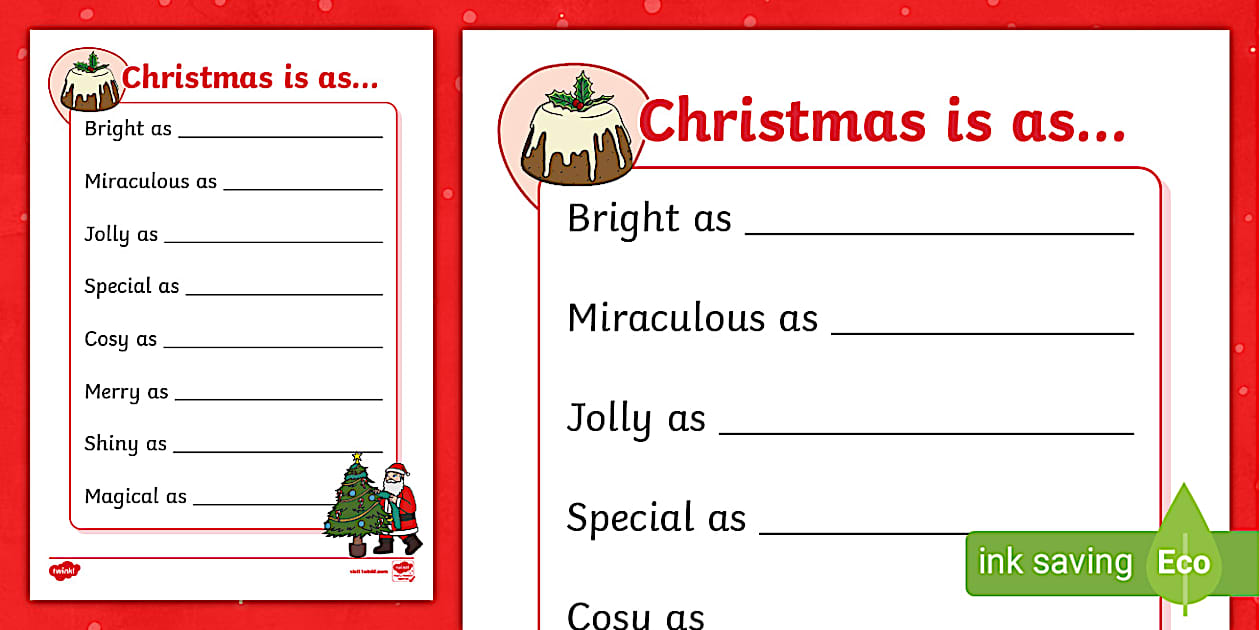 Christmas Simile Poem Template (teacher made) - Twinkl