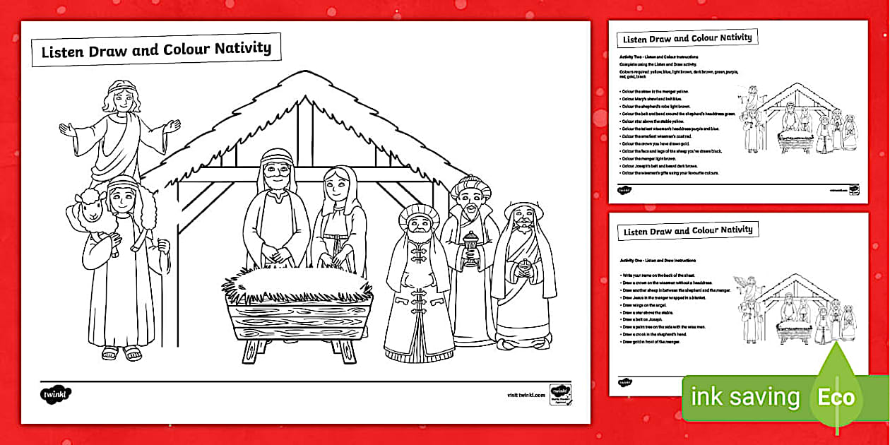 Nativity Colouring (teacher made) - Twinkl