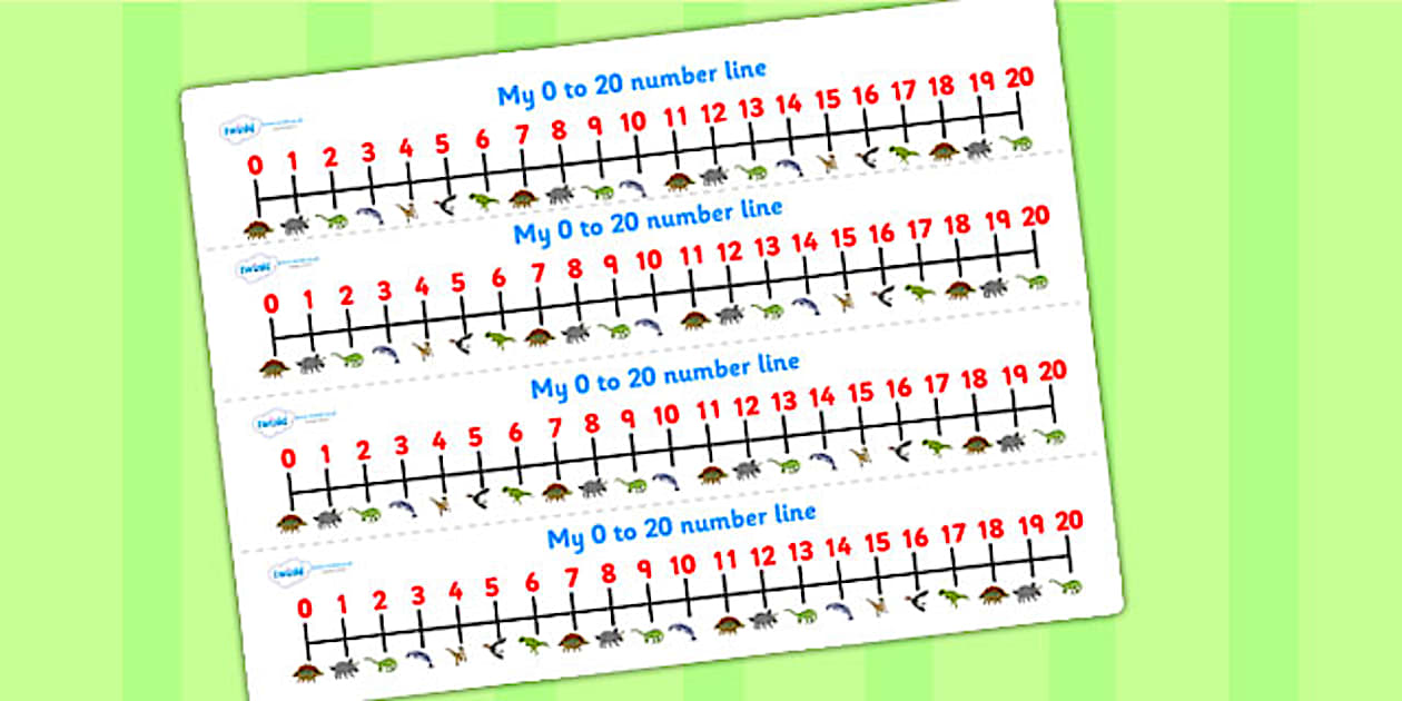 Realistic Dinosaurs Number Lines 0 20 (teacher made)