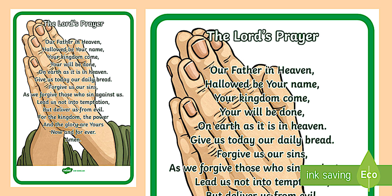 Cursive The Lord's Prayer Display Posters - Twinkl