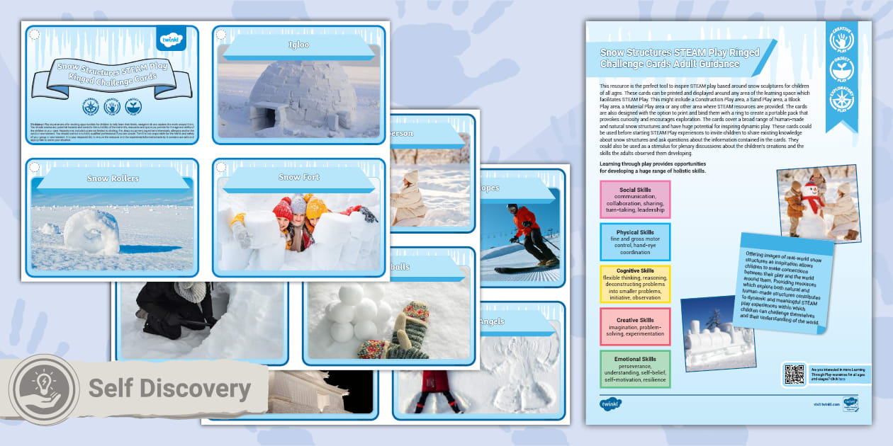 Snow Structures STEAM Play Ringed Challenge Cards - Twinkl