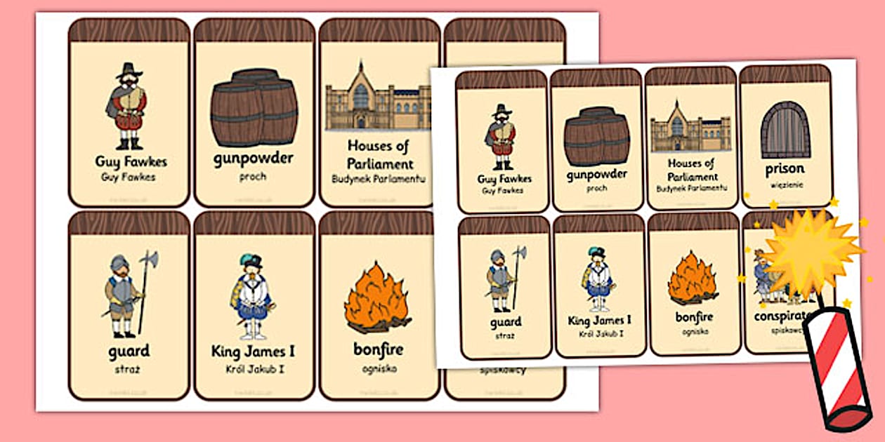 The Gunpowder Plot Flashcards Polish Translation - Twinkl