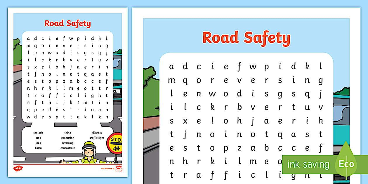 Staying Safe Road Safety Word Search - Twinkl