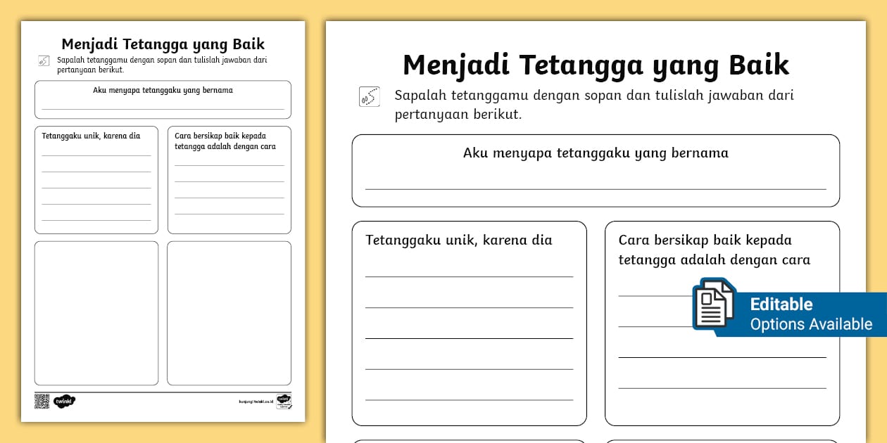 Lembar Kerja Sikap Menjadi Tetangga yang Baik