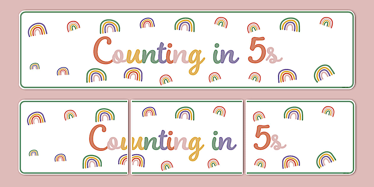 👉 Muted Rainbow Themed Counting in 5s Display Banner