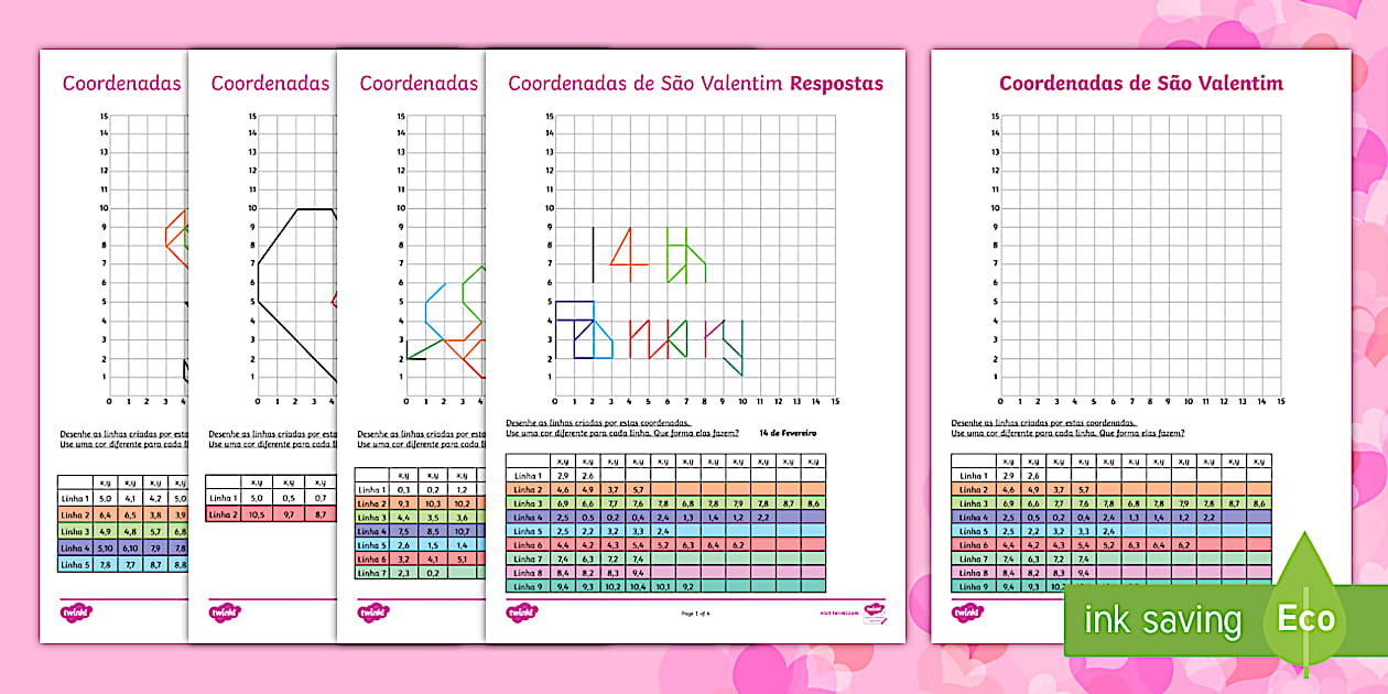 Atividade de coordenadas do Dia de São Valentim
