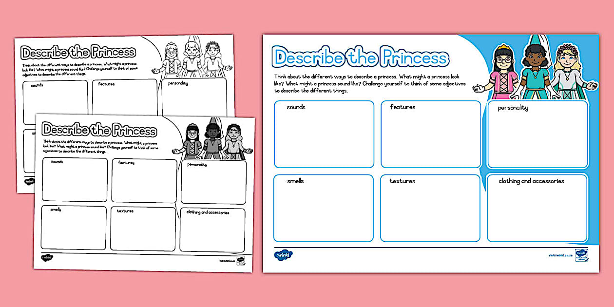 Princess Adjectives Worksheet (teacher made) - Twinkl
