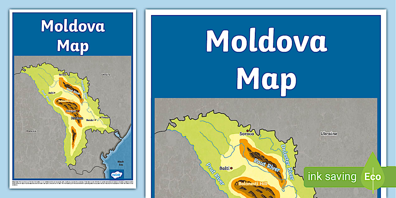 KS2 Moldova Display Map - Geography (Teacher-Made) - Twinkl
