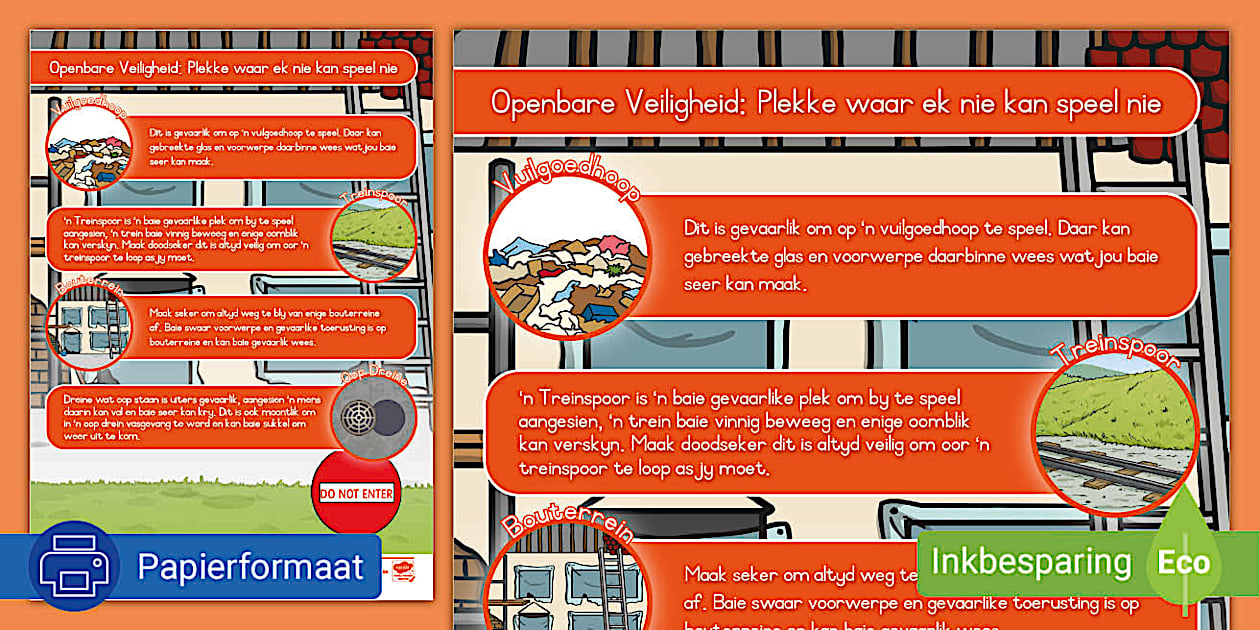 Gevaarlike Plekke Vertoonplakkaat (teacher made) - Twinkl