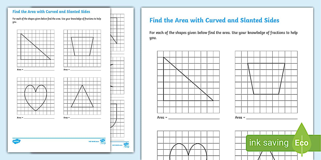 Find the Area with Curved and Slanted Sides Activity Sheet