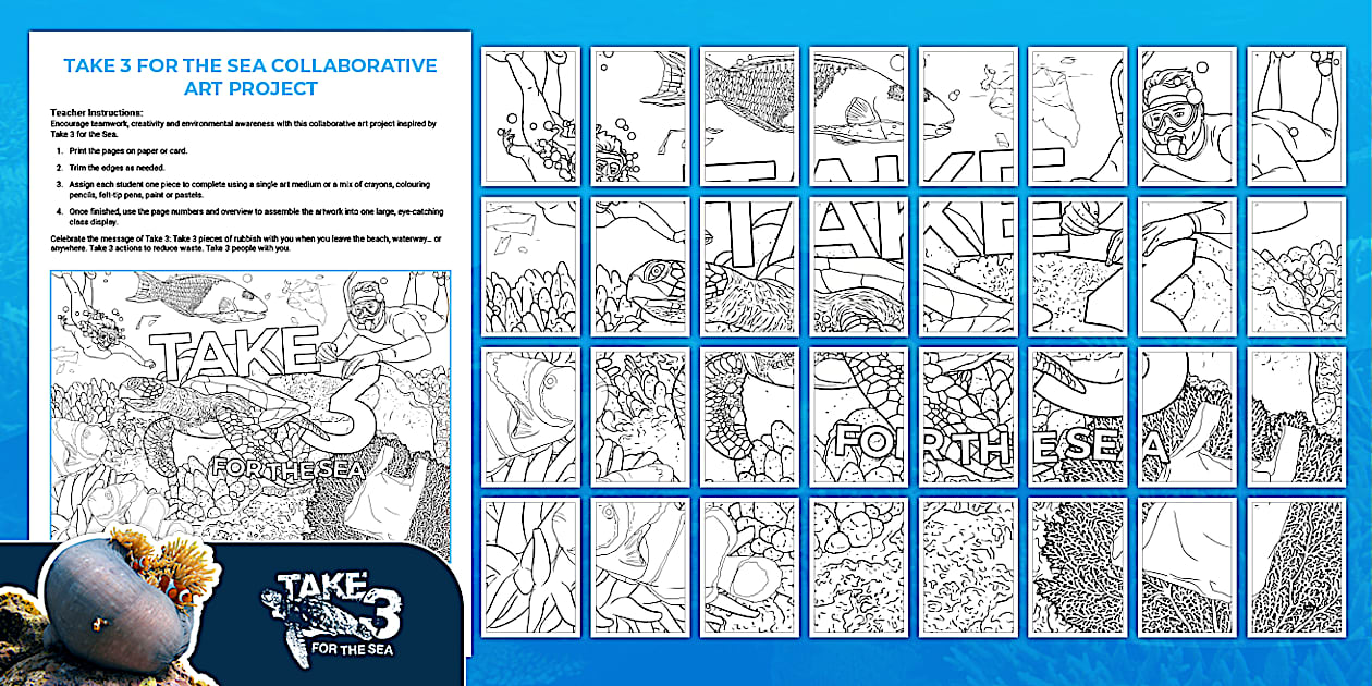 FREE! - Take 3 for the Sea Collaborative Art Project