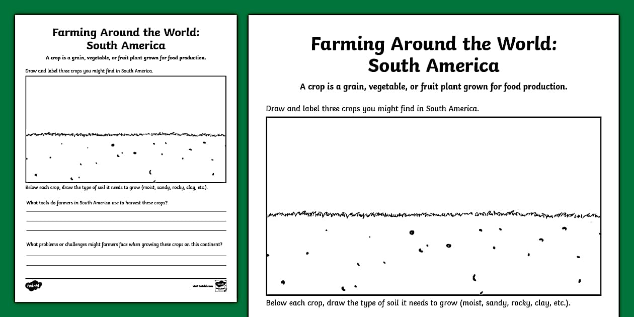 Farming in South America Research Worksheet - Twinkl