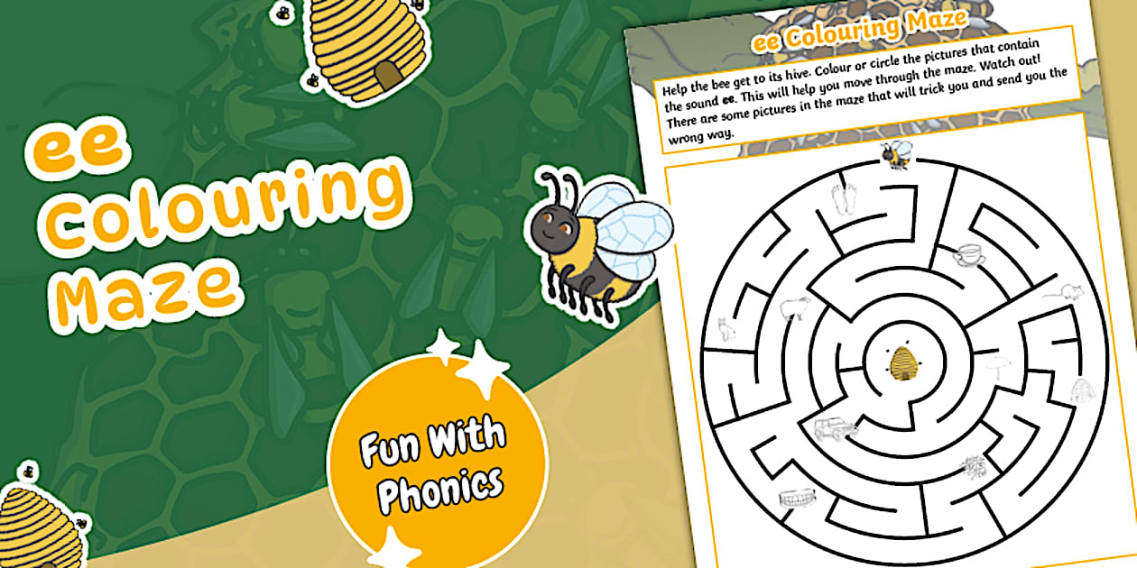 'ee' Colouring Maze - KS1 - Twinkl