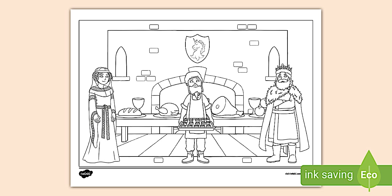 Medieval Banquet Colouring Page (teacher made) - Twinkl