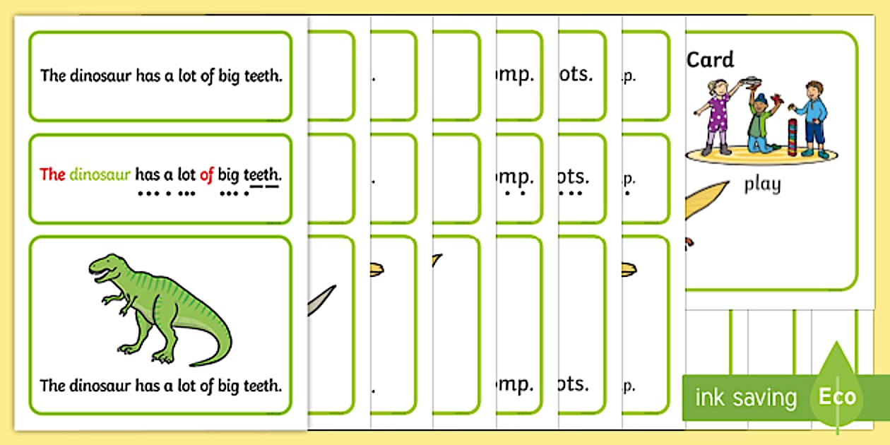 Editable Simple Sentences Dinosaur Card Game - Twinkl