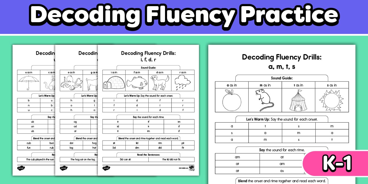Phonics Decoding Fluency Drills Practice Worksheets
