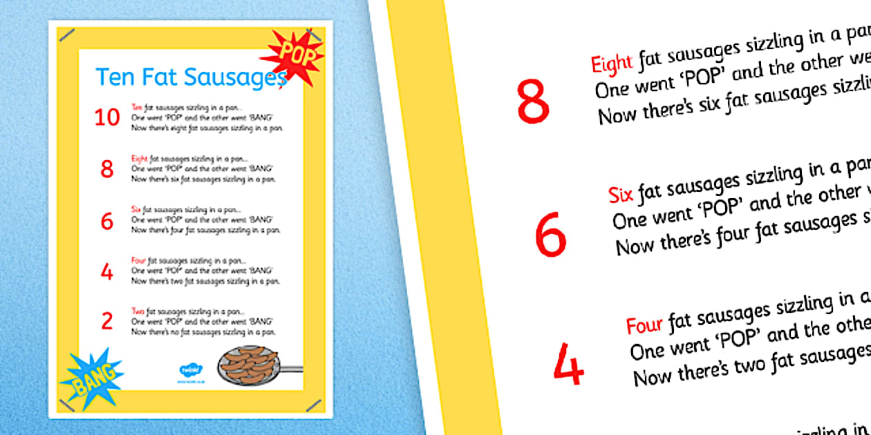 Editable Ten Fat Sausages Nursery Rhyme Poster - Twinkl