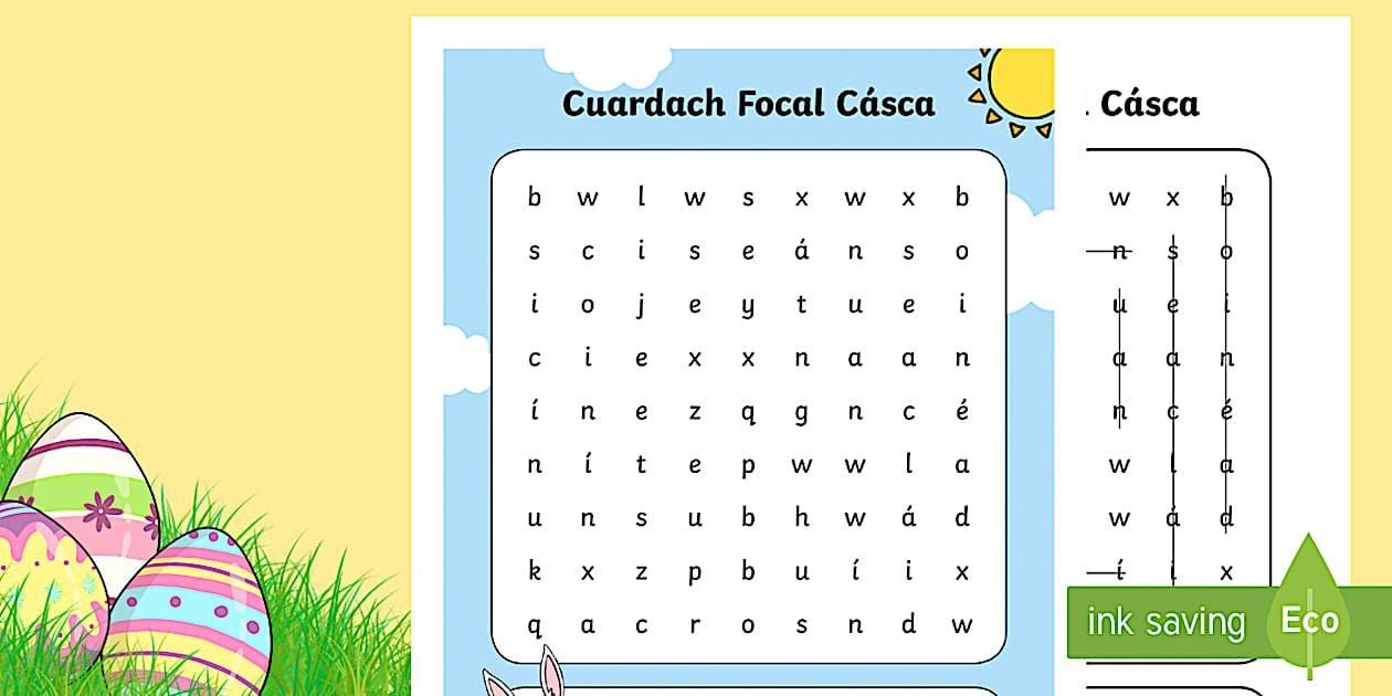 Cuardach Focal Cásca Word Search | Acmhainní Gaeilge