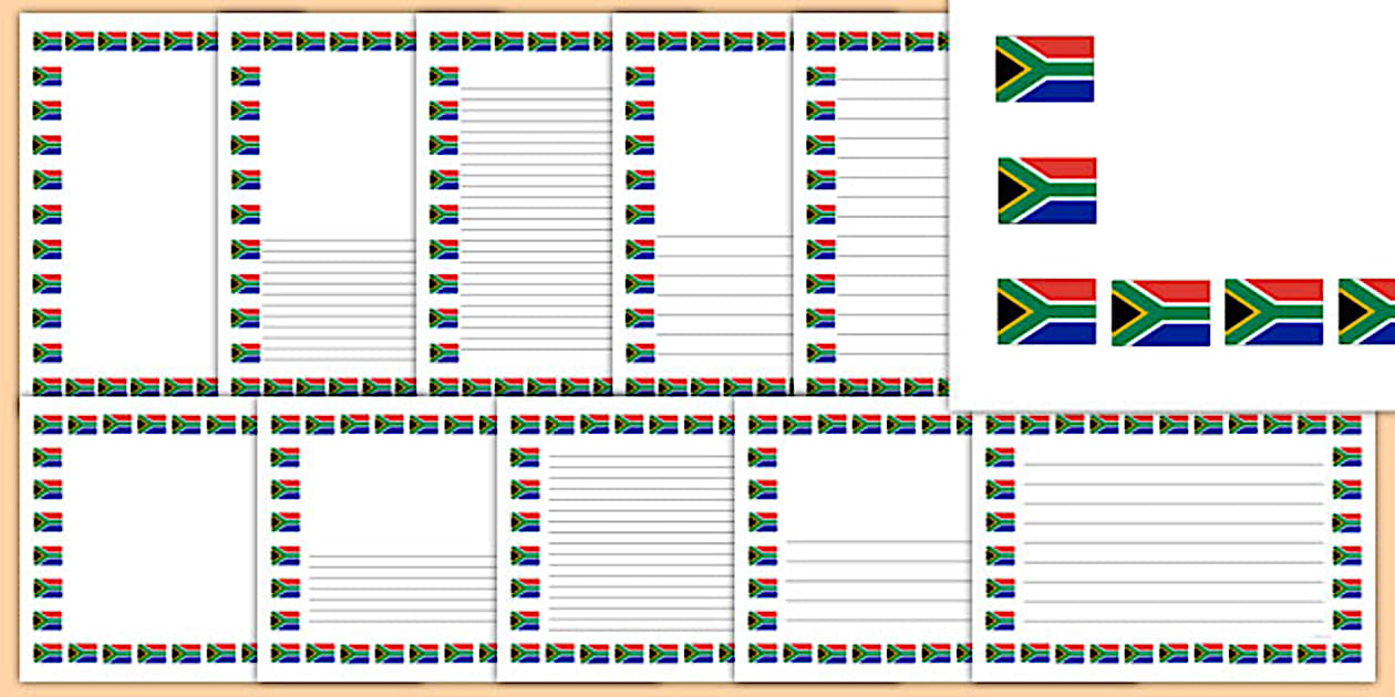 South Africa Flag Themed Page Border (teacher made) - Twinkl