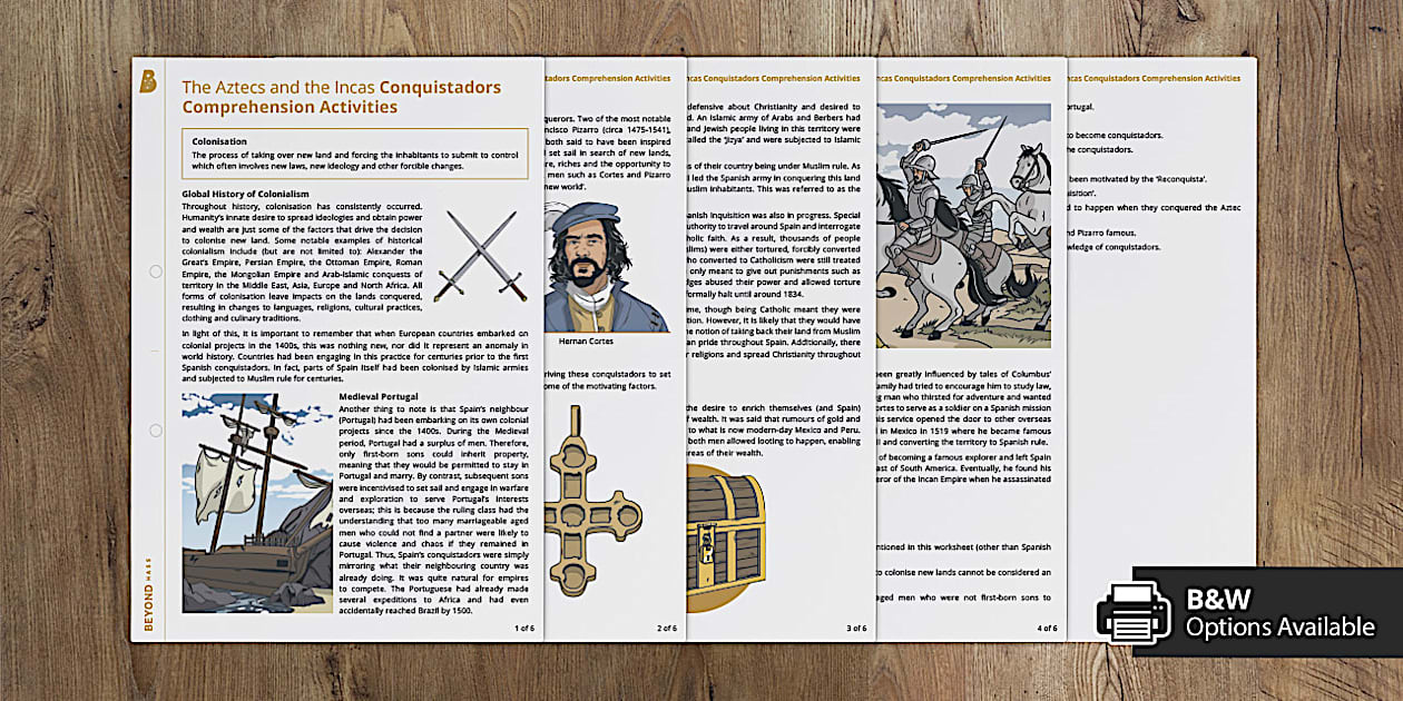The Aztecs and the Incas: Conquistadors Comprehension Activities