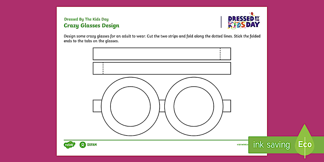 Dressed by the Kids Day Glasses Design Worksheet / Worksheet