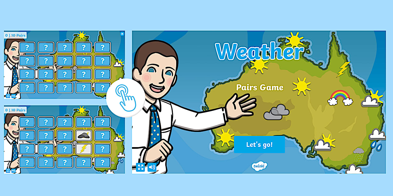 Weather Interactive Matching Pairs Game (Teacher-Made)