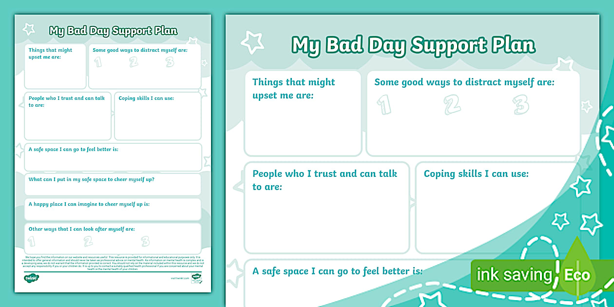 My Bad Day Support Plan (teacher made) - Twinkl