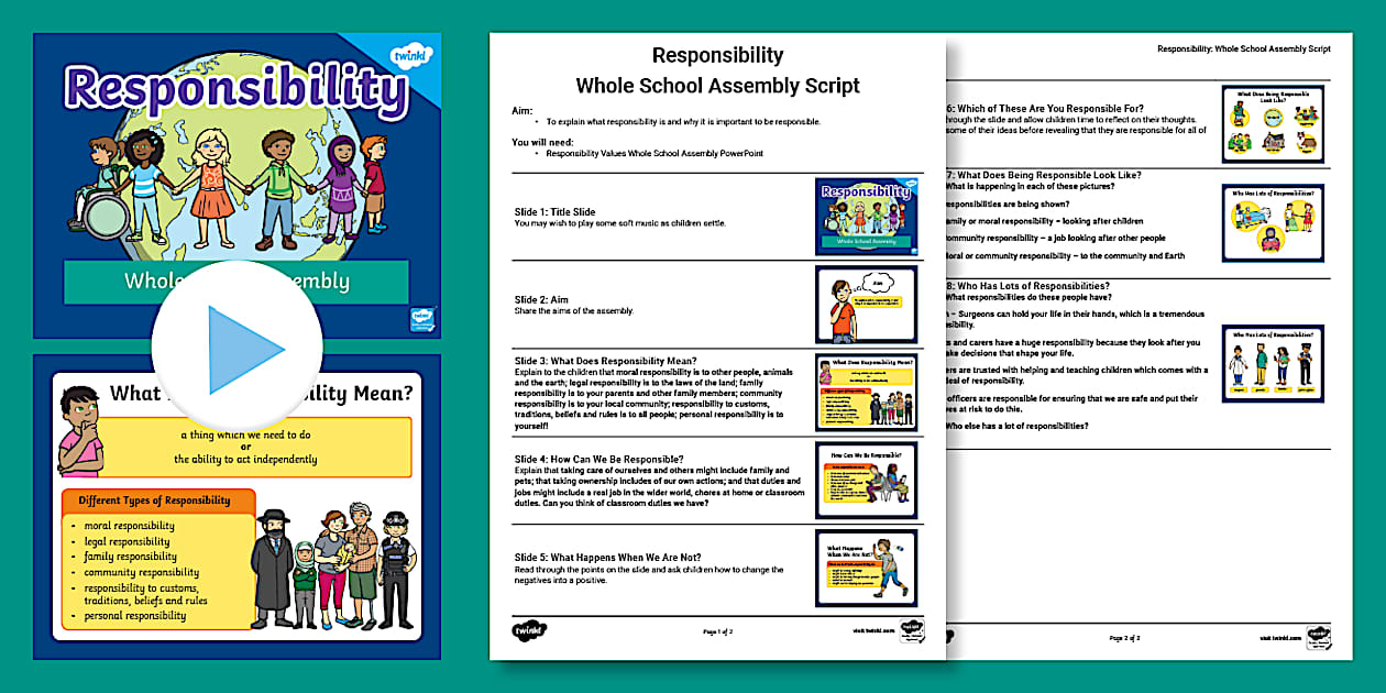 Whole School Responsibility Assembly Pack - Twinkl Resources