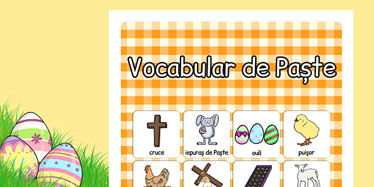 Pastele, Poster cu imagini si cuvinte, Romanian - Twinkl