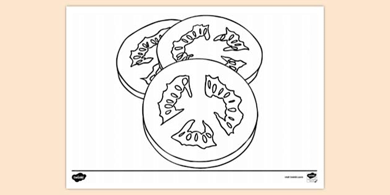 Slices of Tomato Colouring Sheet | Colouring Sheets - Twinkl