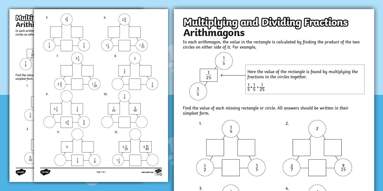 Sixth Grade Multiplying and Dividing Fractions - Arithmagons