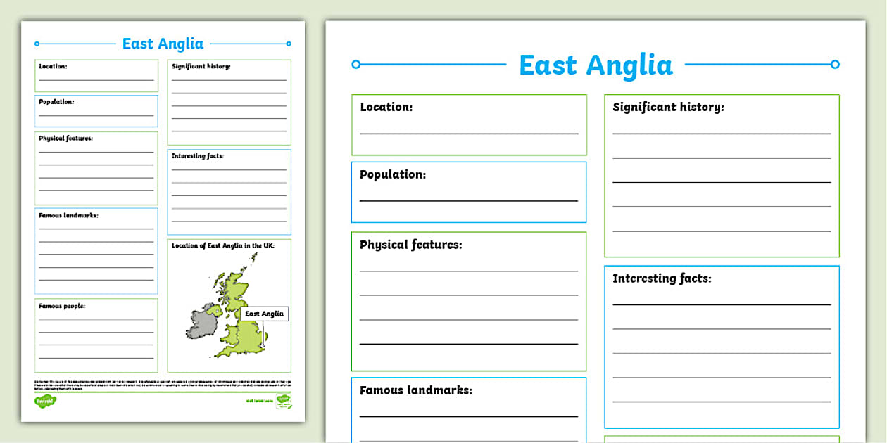 East Anglia Fact File Template (teacher made) - Twinkl