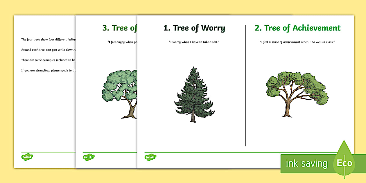 Tree of Feelings Worksheet - Twinkl