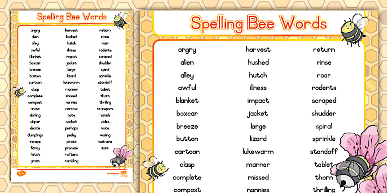 Grade 3 Spelling Bee Word List (teacher made) - Twinkl