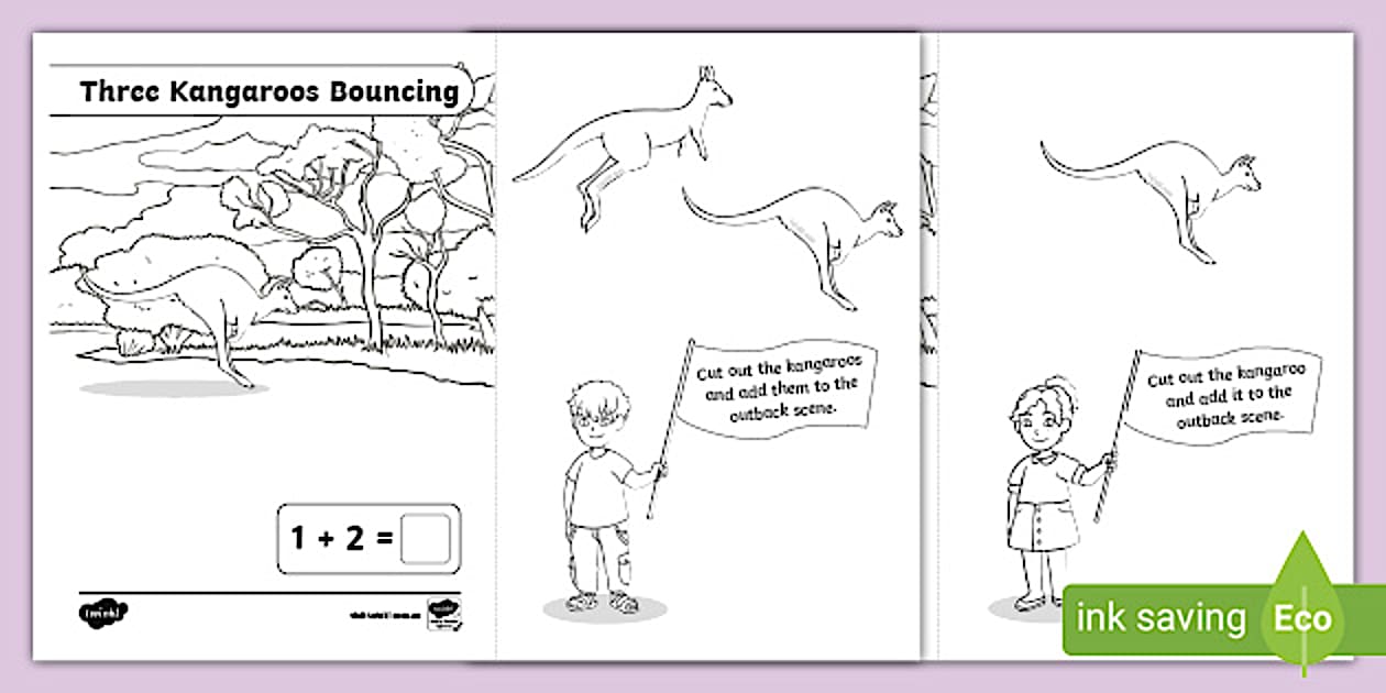 Three Kangaroos Bouncing Worksheets (teacher made) - Twinkl
