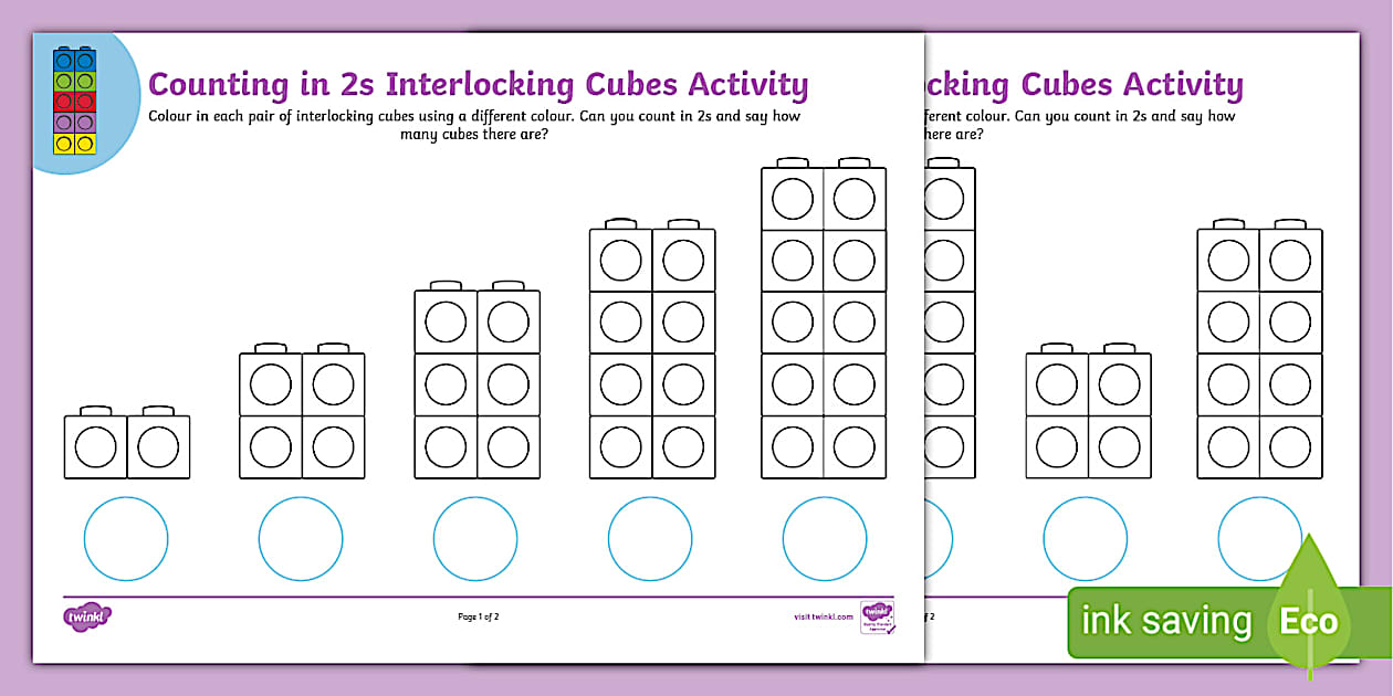 👉 Counting in 2s Interlocking Cube Activity Sheet