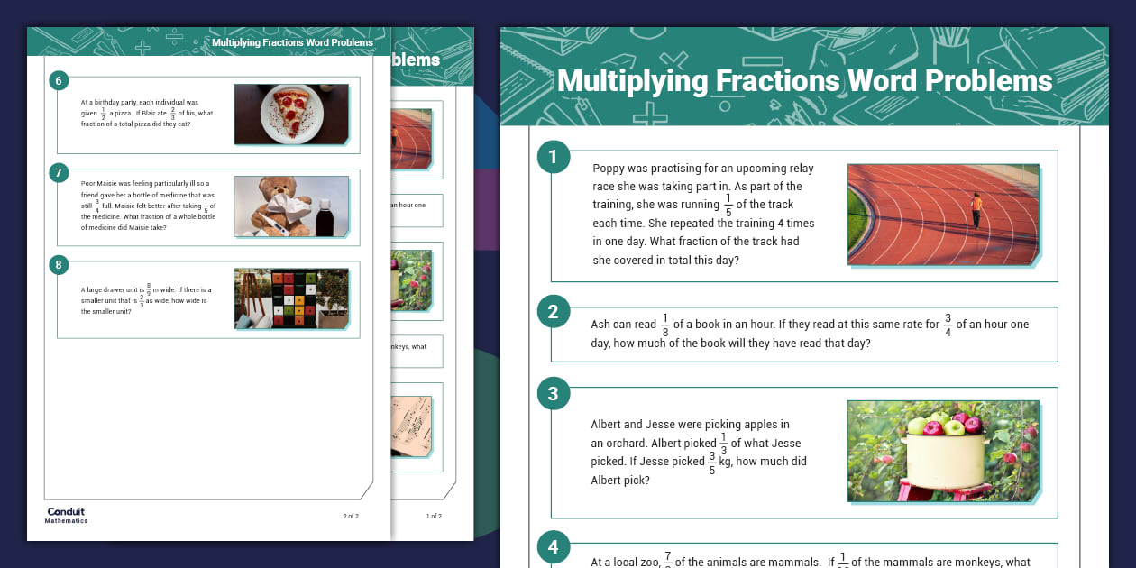 Multiplying Fractions Word Problems (teacher made) - Twinkl