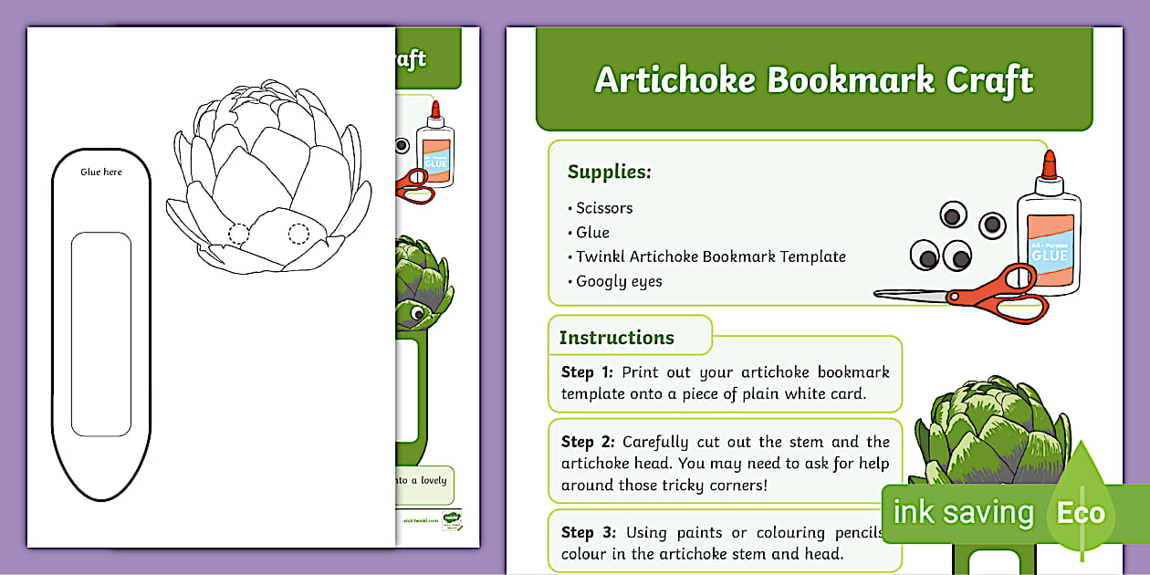 Artichoke Bookmark Craft Activity | Twinkl | KS1 | Bookmarks