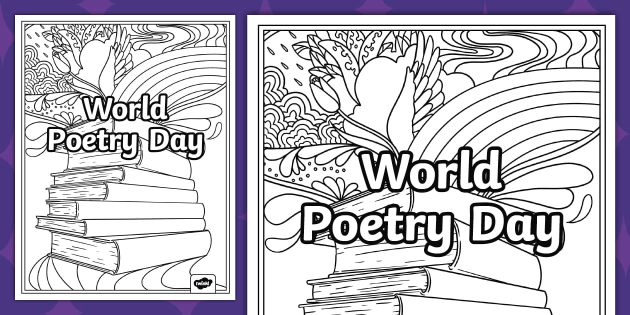 World Poetry Day Mindfulness Coloring Sheet