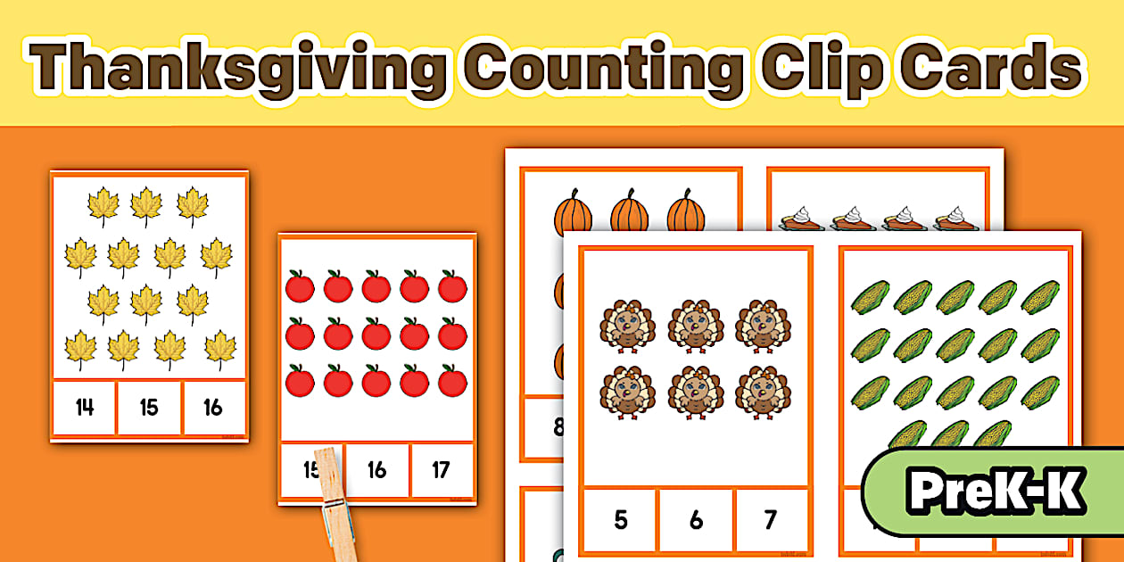 Thanksgiving Counting to 20 Clip Cards