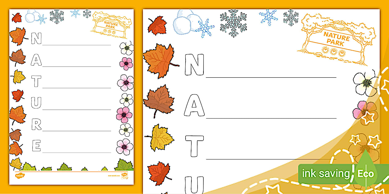 Write a Poem on Nature | Nature Acrostic Poem Template