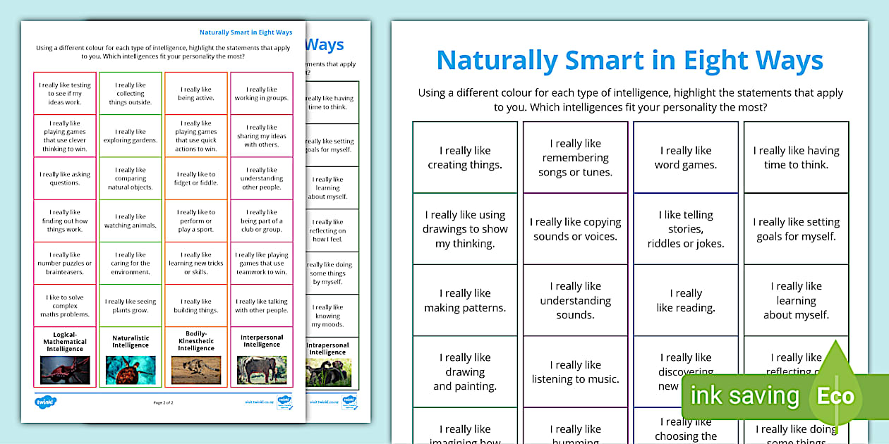 Identifying Your Intelligences (teacher made) - Twinkl
