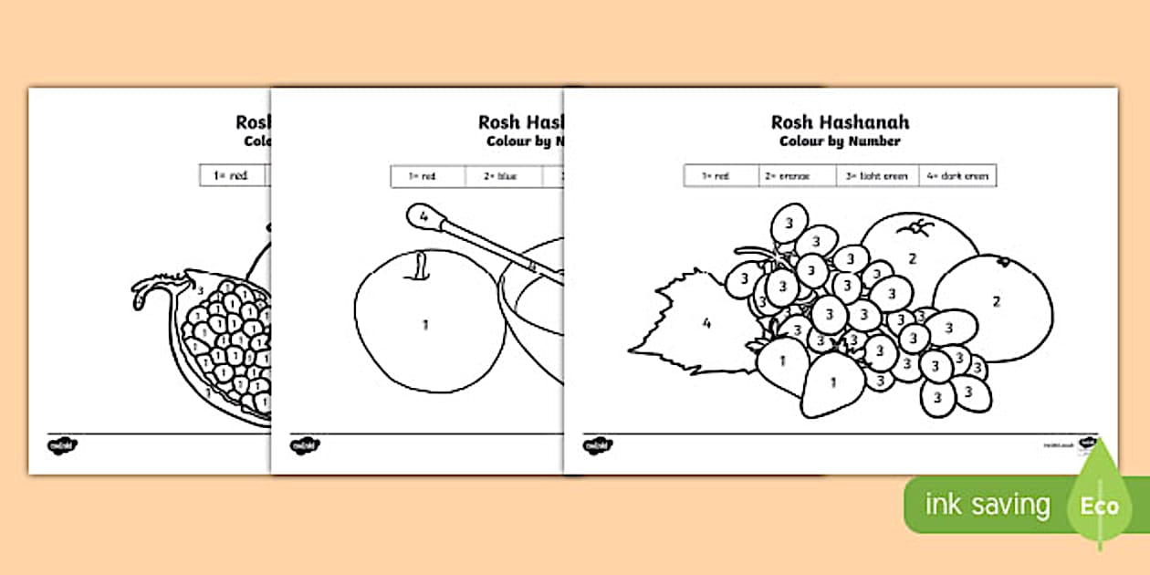 Rosh Hashanah Color by Number (Teacher-Made) - Twinkl