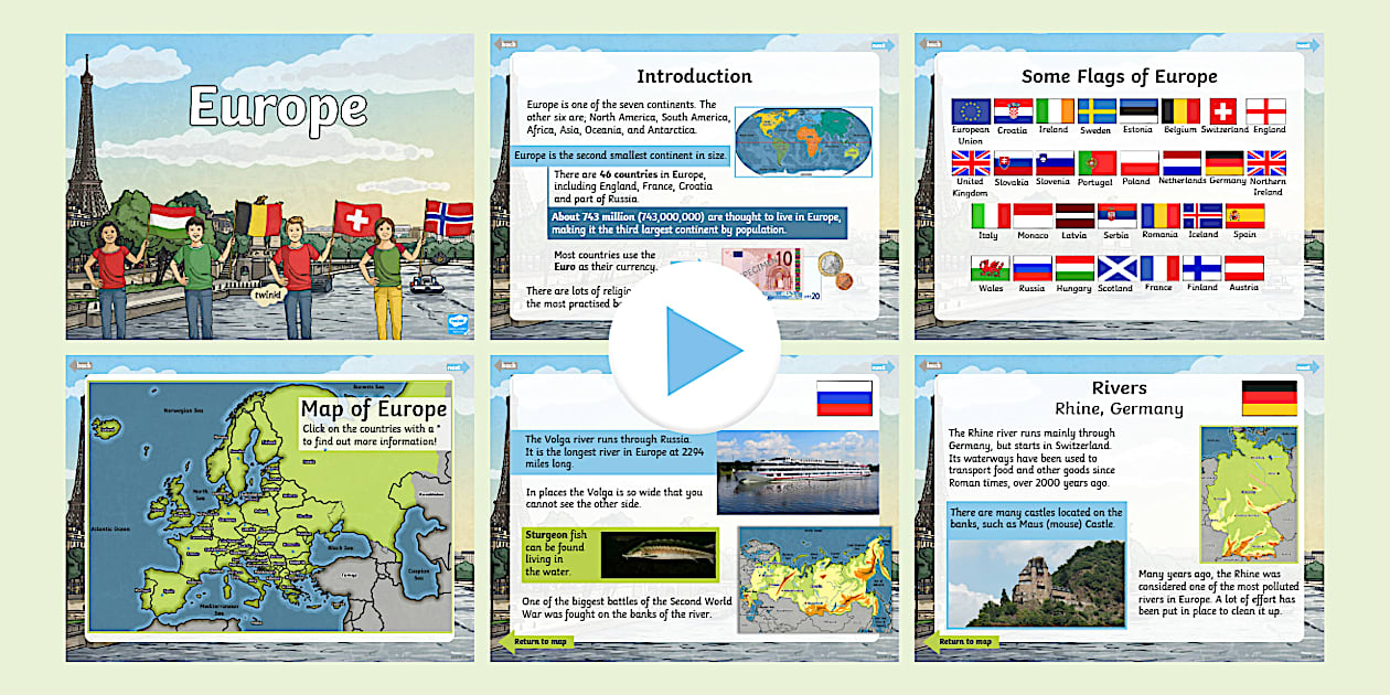 Europe Information and Europe Map PowerPoint | Primary
