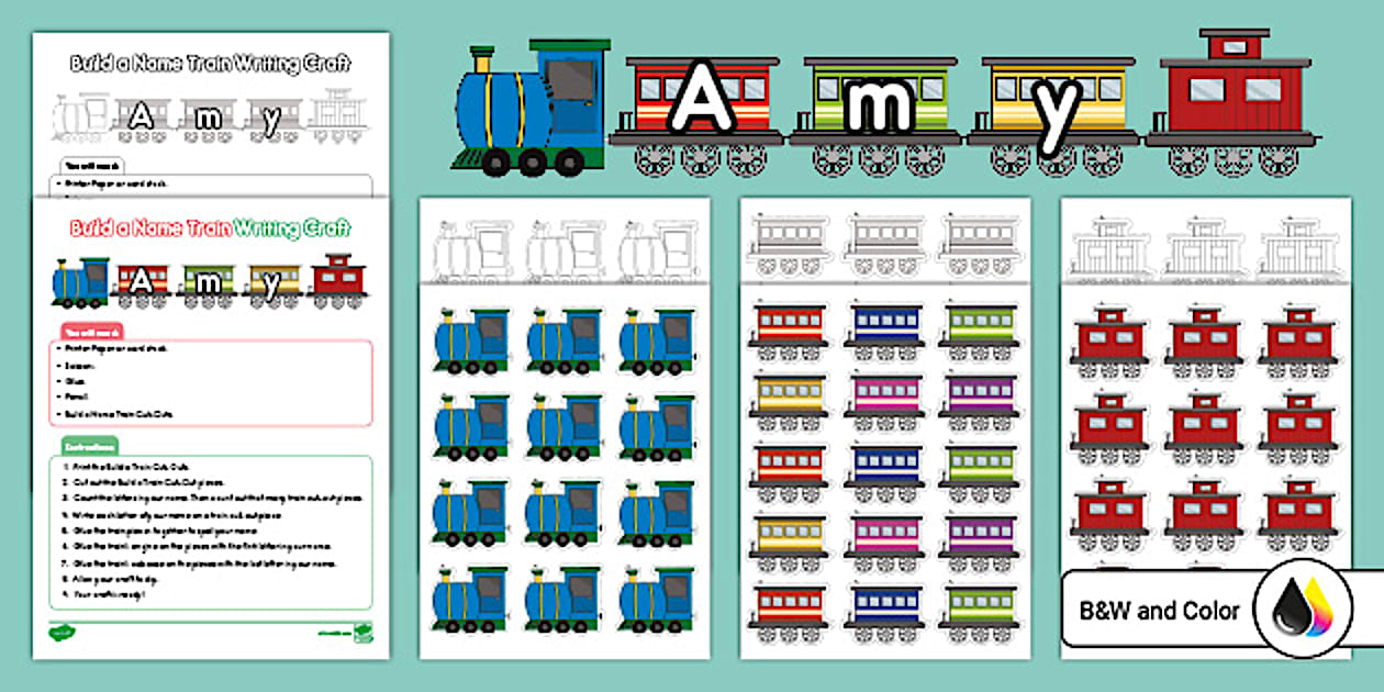 Build a Name Train Writing Craft (teacher made) - Twinkl
