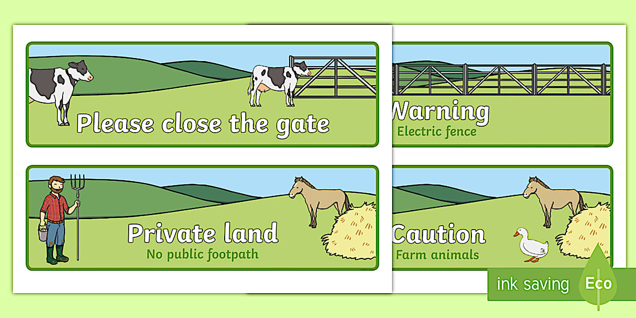 The Farm Aistear Role-Play Signs