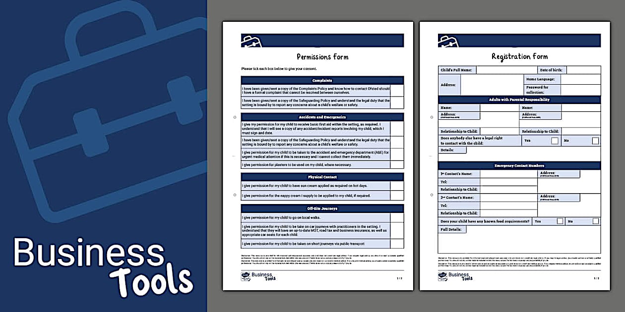 Personal Information and Permissions Resource Pack for Private Kindergarten