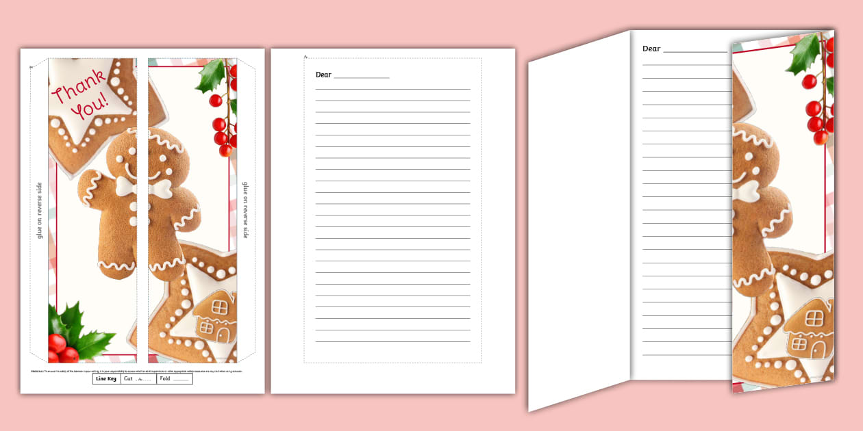 Christmas Thank You Letter Folding Writing Template - Twinkl